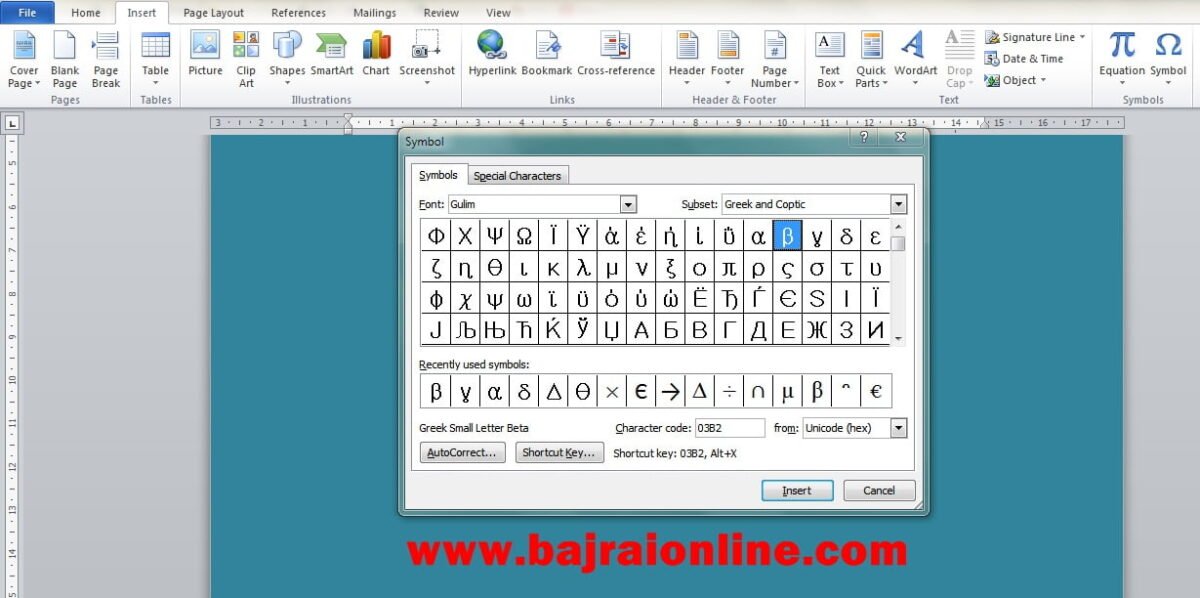 How to Type Beta in MS Word - Bajrai Online Solutions