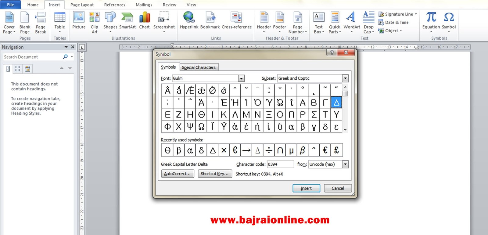 How to Type Uppercase Delta in MS Word - Bajrai Online Solutions